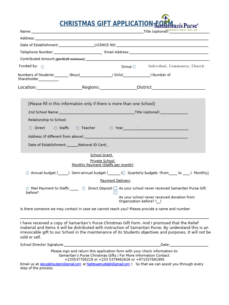 Christmas Gift Application Form | PDF