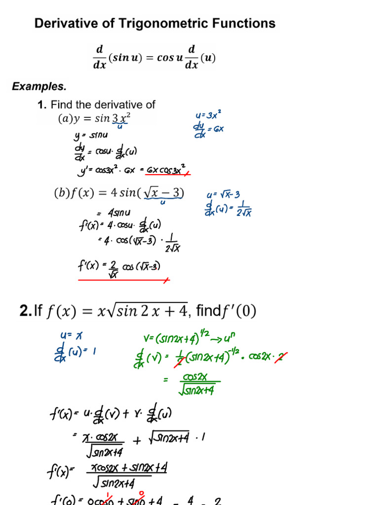 Derivatives of Trigo | PDF