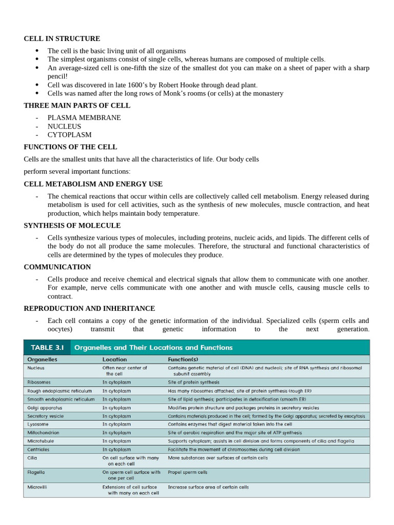 CELL-NOTES | PDF | Cell (Biology) | Cell Nucleus