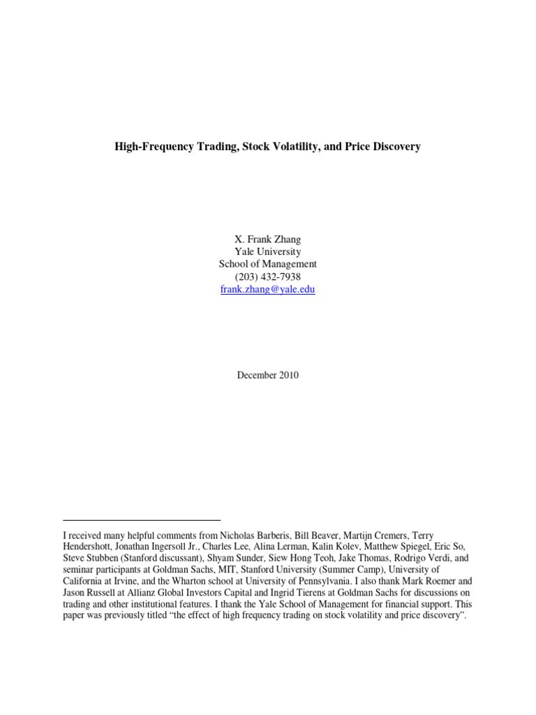 High-Frequency Trading's Impact on Volatility | PDF | High Frequency ...