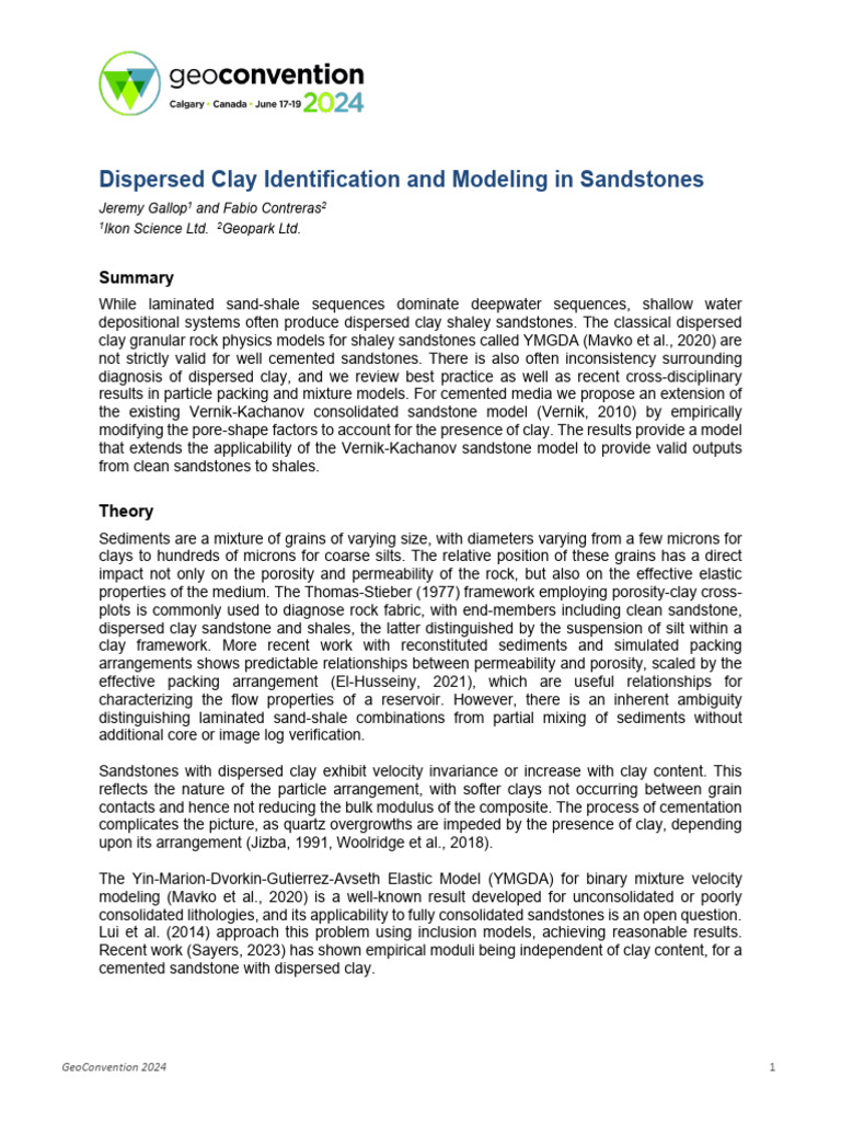 Dispersed Clay Identification and Modeling in Sand | PDF | Sandstone ...