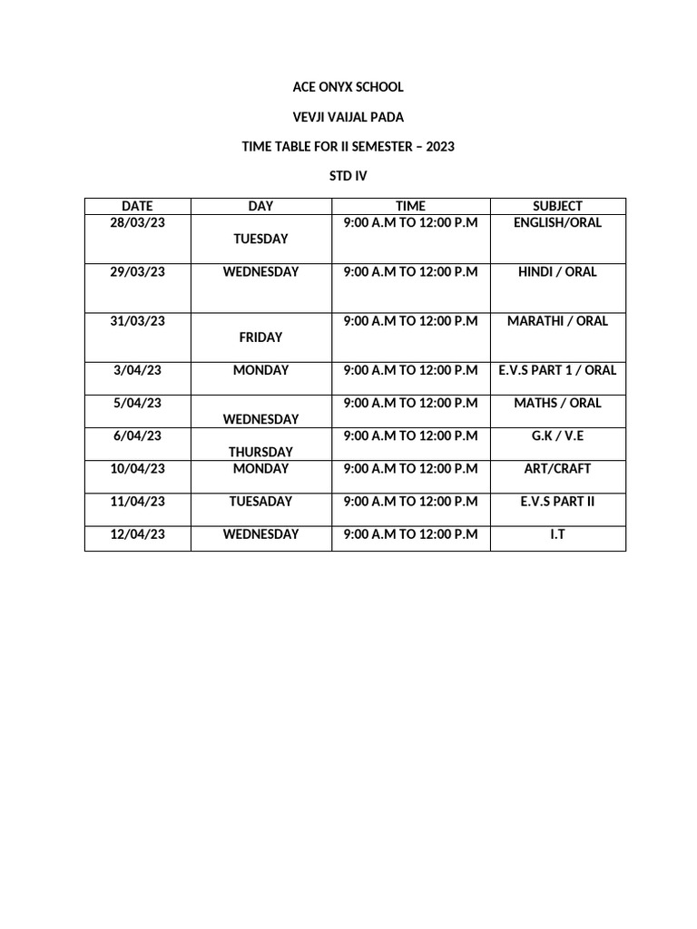 4 Time Table | PDF