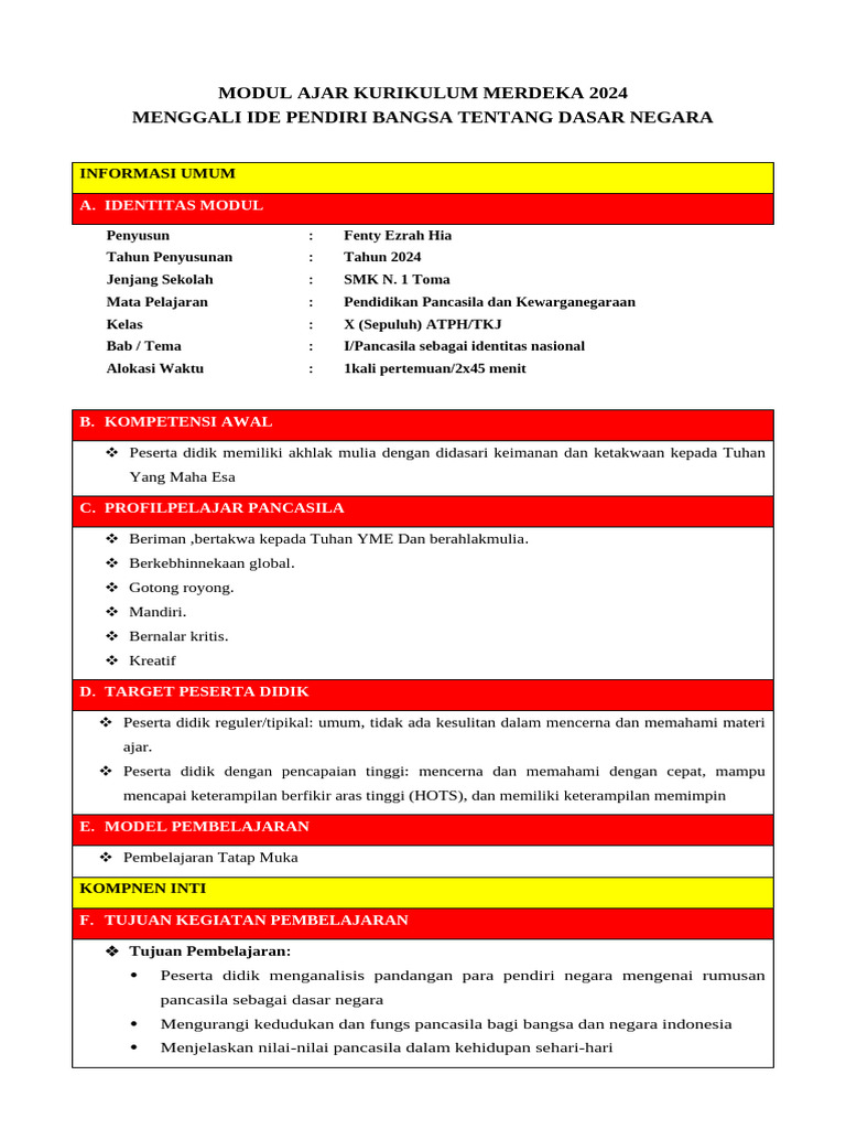 Modul Ajar Pertemuan 1 | PDF