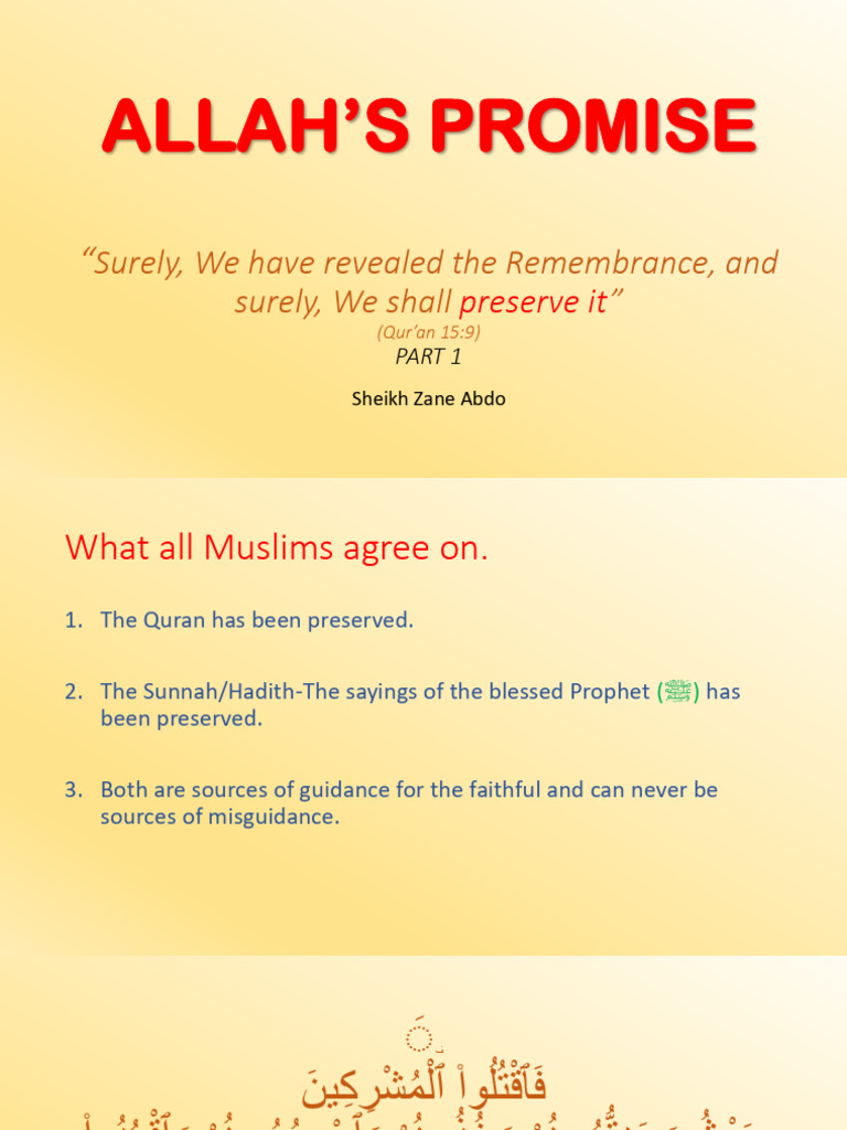 ALLAH'S PROMISE The Miracle of How Islam Has Been Preserved. Part 1 ...