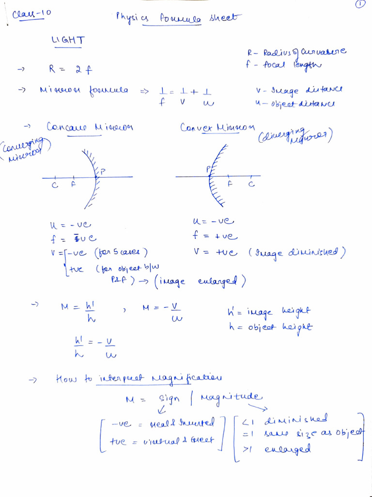 Physics Concepts and Formulas | PDF