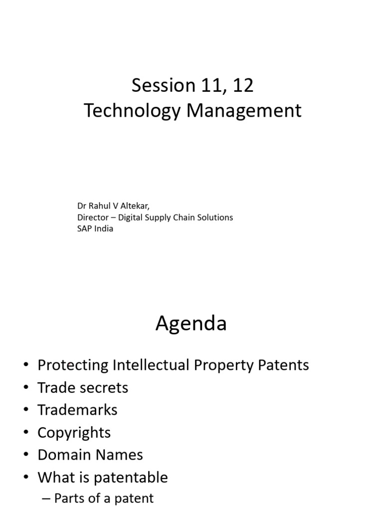 Lecture 06 Patents | PDF