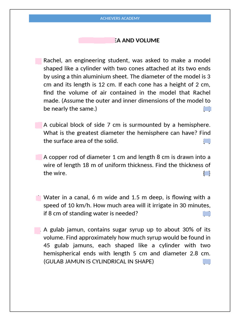 Surface Area and Volume | PDF
