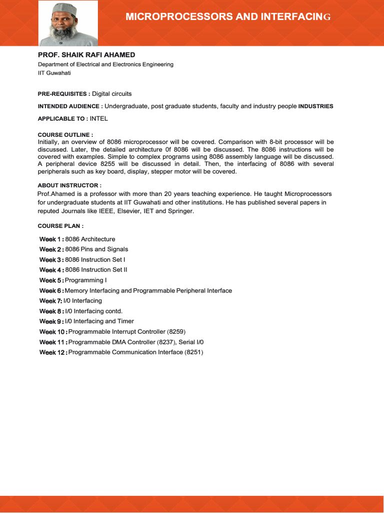 Prof. Shaik Rafi Ahamed: Department of Electrical and Electronics Engineering I IT Guwahati | PDF