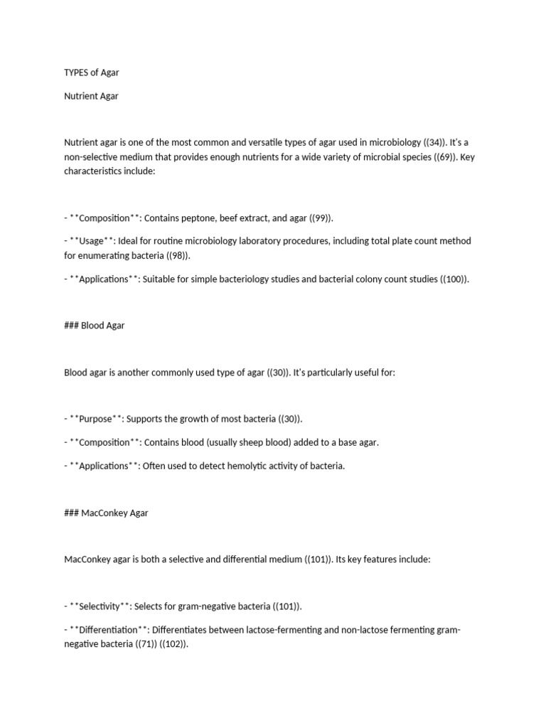 TYPES of Agar-WPS Office | PDF | Growth Medium | Bacteria