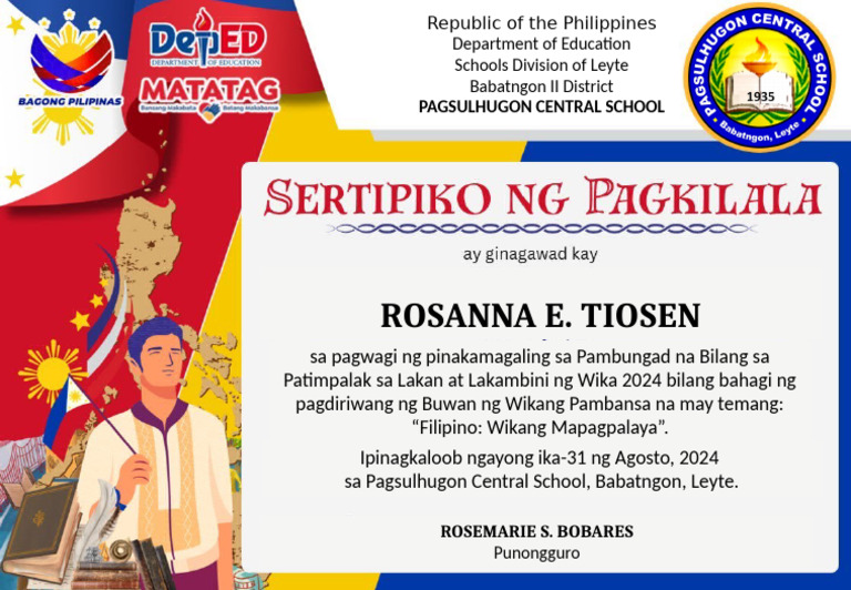buwan ng wika cert | PDF