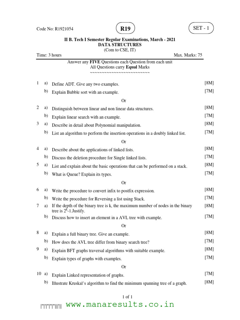 R19 DS QP | PDF | Applied Mathematics | Mathematical Relations