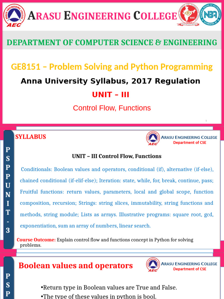 I Hour | PDF | Control Flow | Boolean Data Type