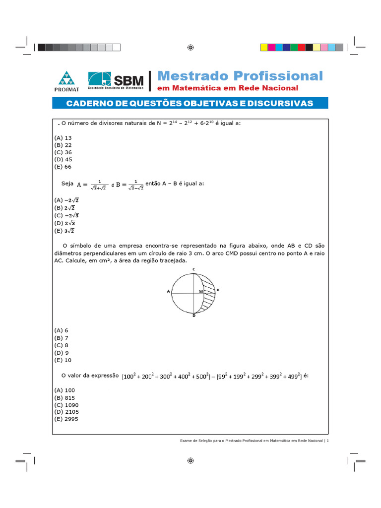 Simulado Profmat - Bergson - 16-09 | PDF