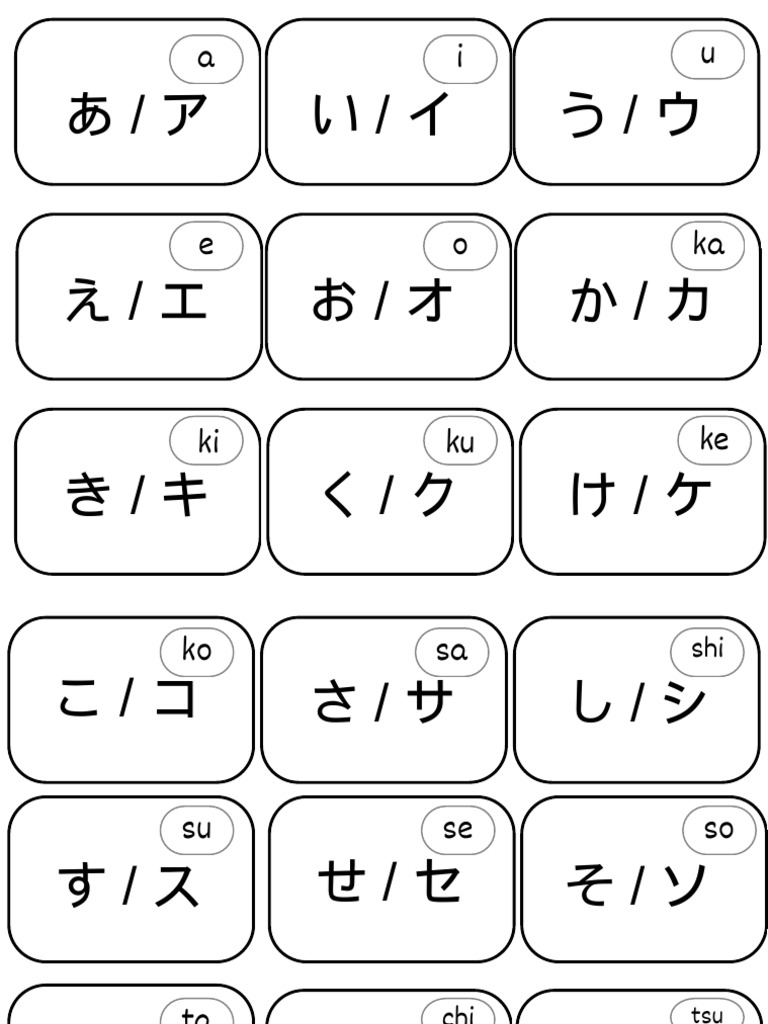 Free Japanese Hiragana and Katakana Printable Flash Cards PDF | PDF