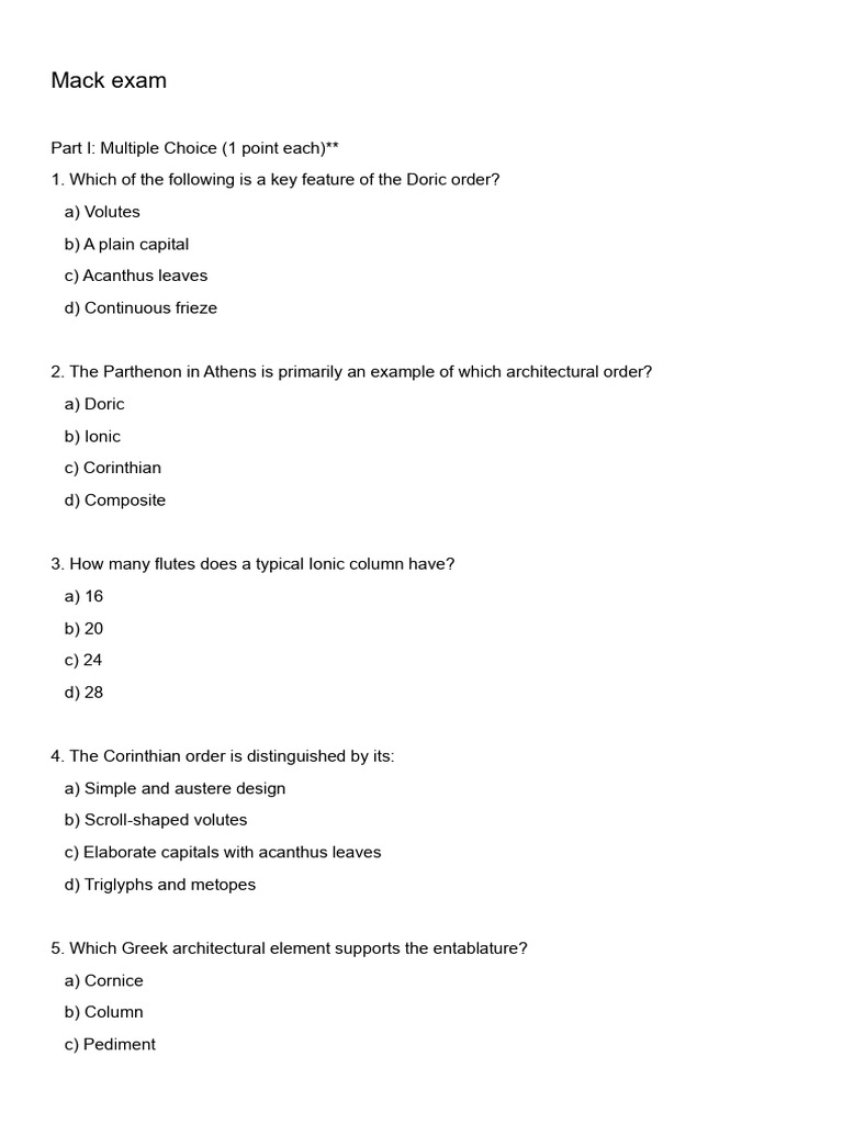 MOCK-EXAM-GREEK | PDF | Column | Architectural Design