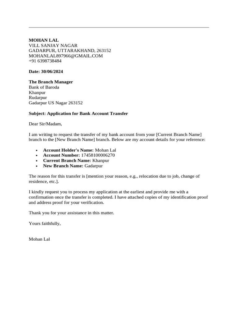 Bank Account Transfer Application | PDF