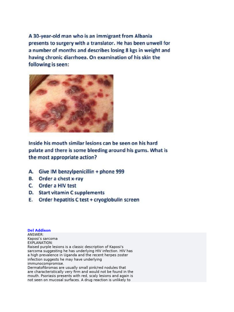 KAPOSI SARCOMA AND DIARRHEA | PDF