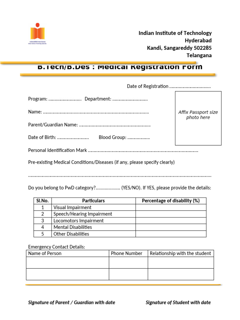 UG - Registration Forms - Medical Registration Form | PDF