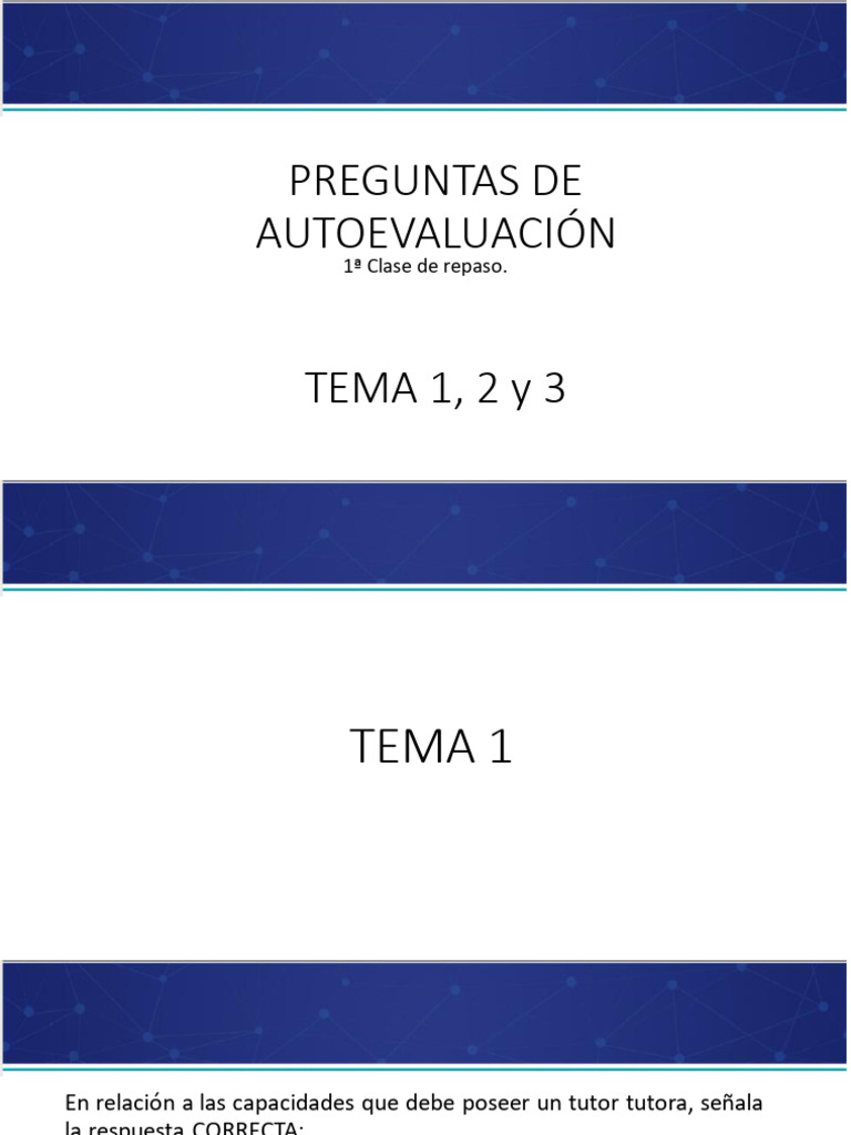 PREGUNTAS DE AUTOEVALUACIÓN. TEMAS 1, 2 Y 3 | PDF | Evaluación | Plan de estudios