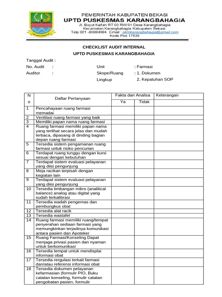 Checklist Audit Farmasi | PDF