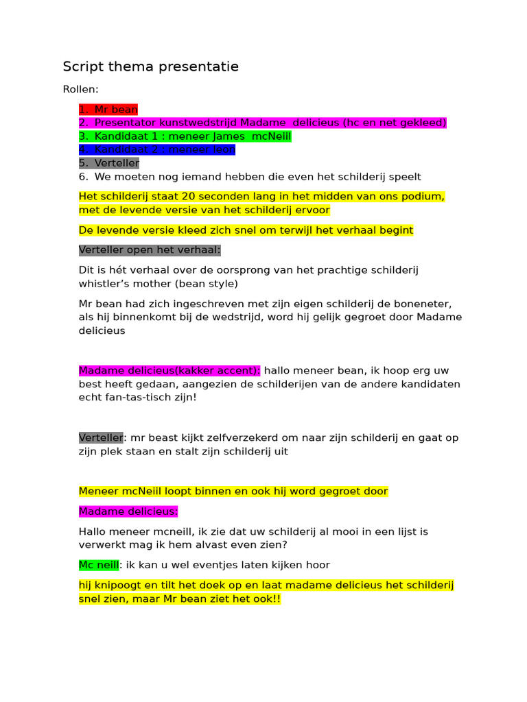 Script Thema Presentatie | PDF