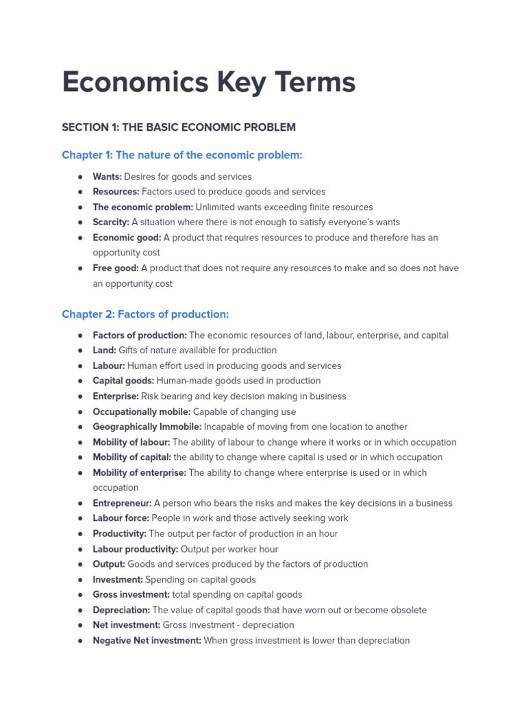 Economics Key Terms | PDF | Elasticity (Economics) | Fiscal Policy