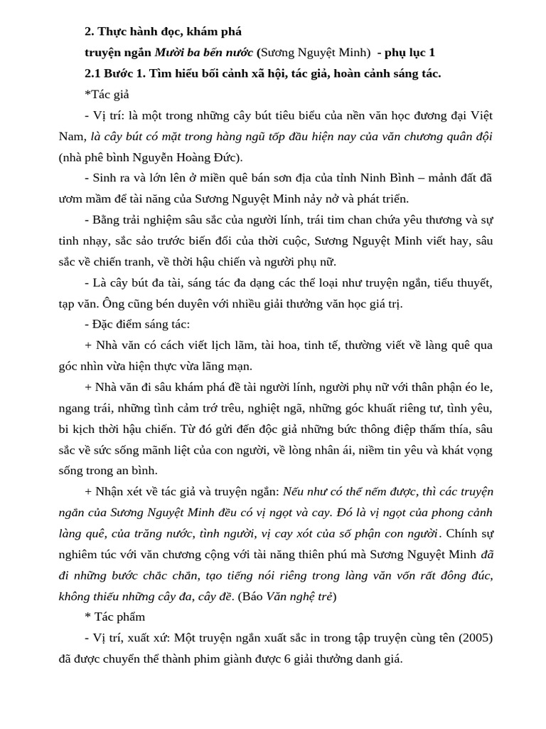 Đọc hiểu Mười ba bến nước- SNM | PDF