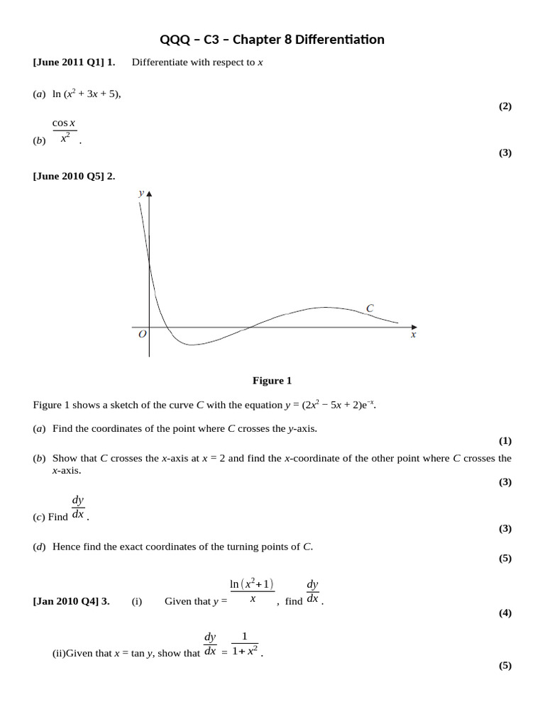 QQQ C3 Chp8Differentiation | PDF | Differential Calculus | Mathematical Physics