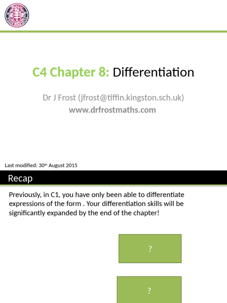 C3 Chp8 Differentiation | PDF | Trigonometric Functions | Area