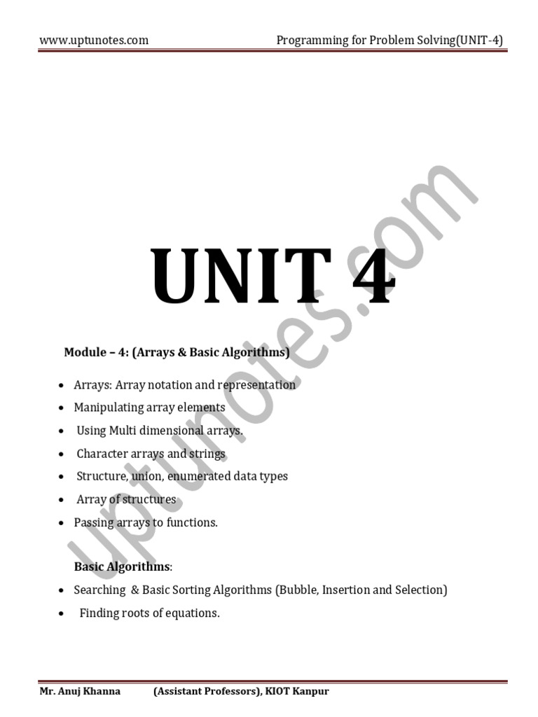 Ccp Unit 4 Pdf Pointer Computer Programming Integer Computer Science 1133