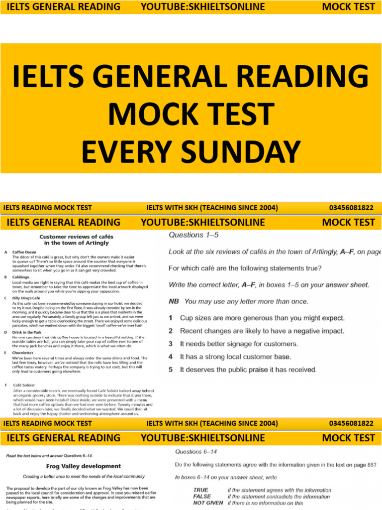 IELTS General Reading Mock Test | PDF