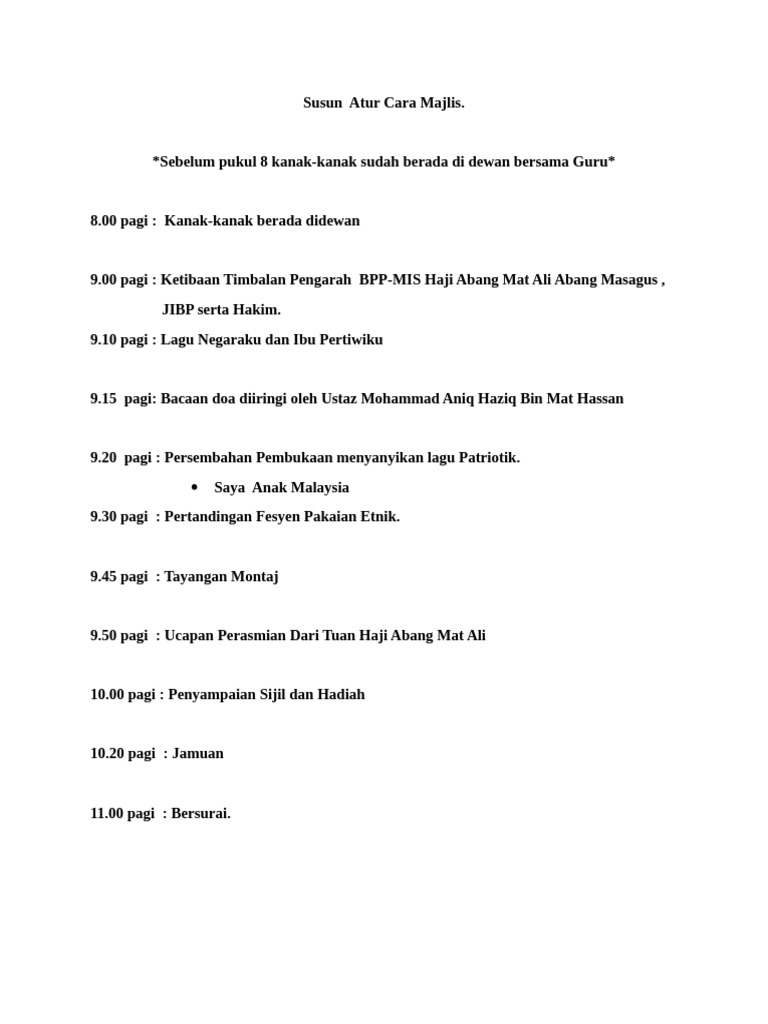 Susunan Atur Cara | PDF