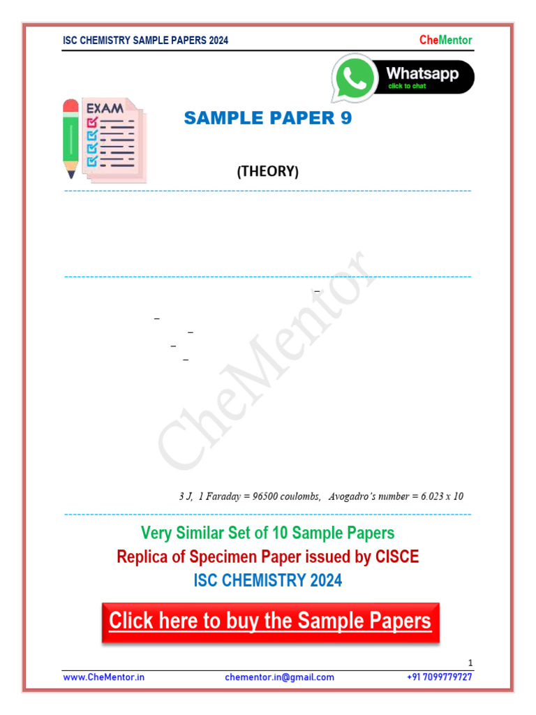 Sample Paper 9 (Questions+ Solutions) | PDF | Coordination Complex | Ligand