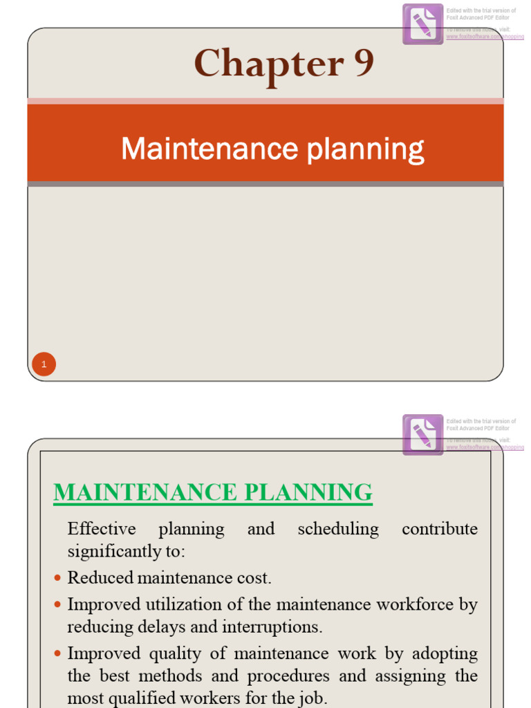 Chap.9 and 10 Maintenance Planning and Organization | PDF | Forecasting | Quantitative Research