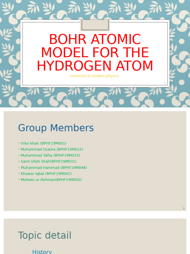 Bohr Model of Hydrogen Atom Explained | PDF | Atomic | Physics