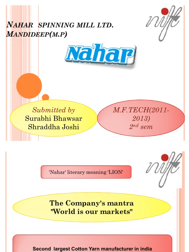 Nahar Presentation | PDF | Yarn | Spinning (Textiles)