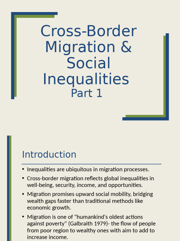 Cross Border Migration and Social Inequalities | PDF | Human Migration ...