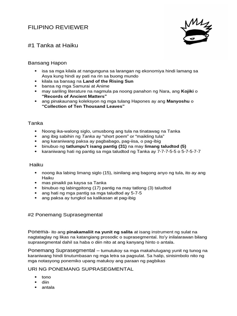 Filipino Reviewer | PDF