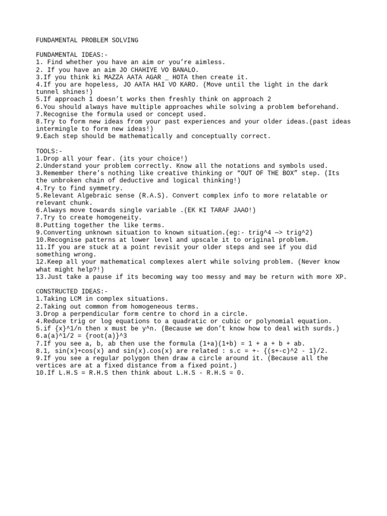 FUNDAMENTAL PROBLEM SOLVING | PDF FUNDAMENTAL PROBLEM SOLVING | PDF