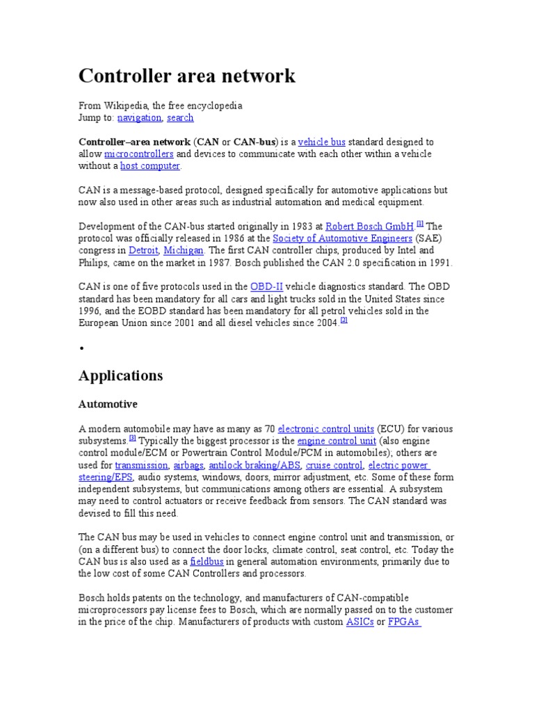 Controller Area Network | PDF | Computer Engineering | Network Protocols
