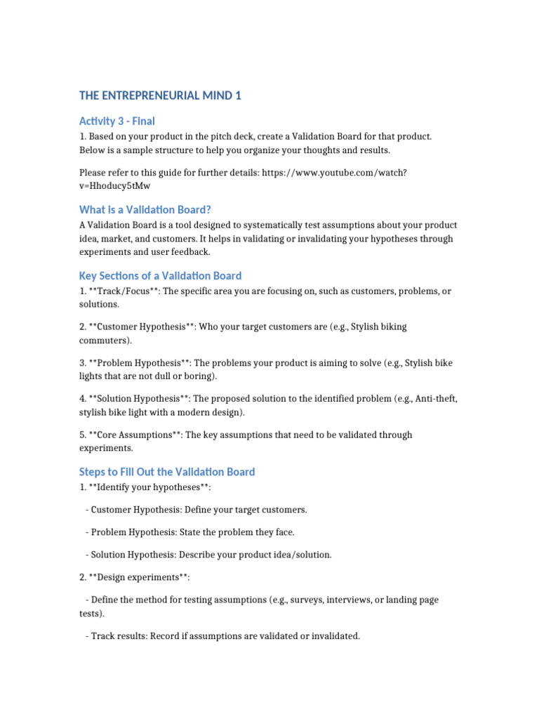 Validation Board Template | PDF