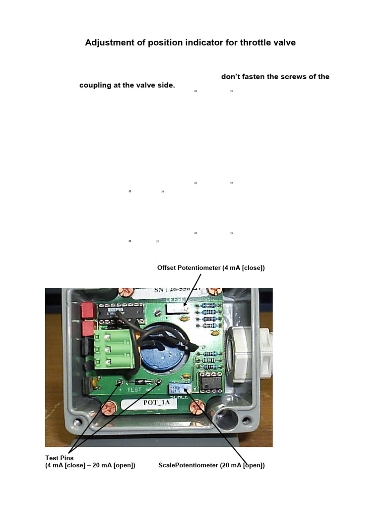 Adjustment_4-20mA_position indicator throttle valve | PDF