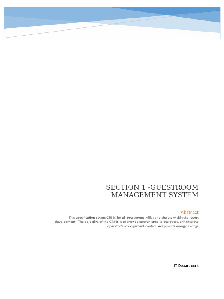 Section 1 - GUESTROOM MANAGEMENT SYSTEM | PDF | Computer Network ...