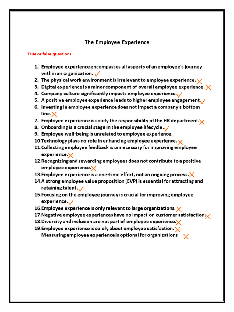 The Employee Experience Test BANK | PDF