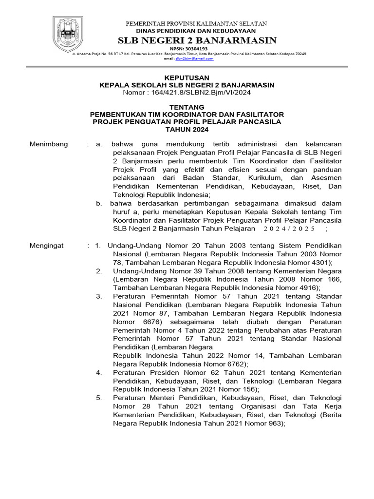 SK Tim Fasilitator p5 2024 | PDF