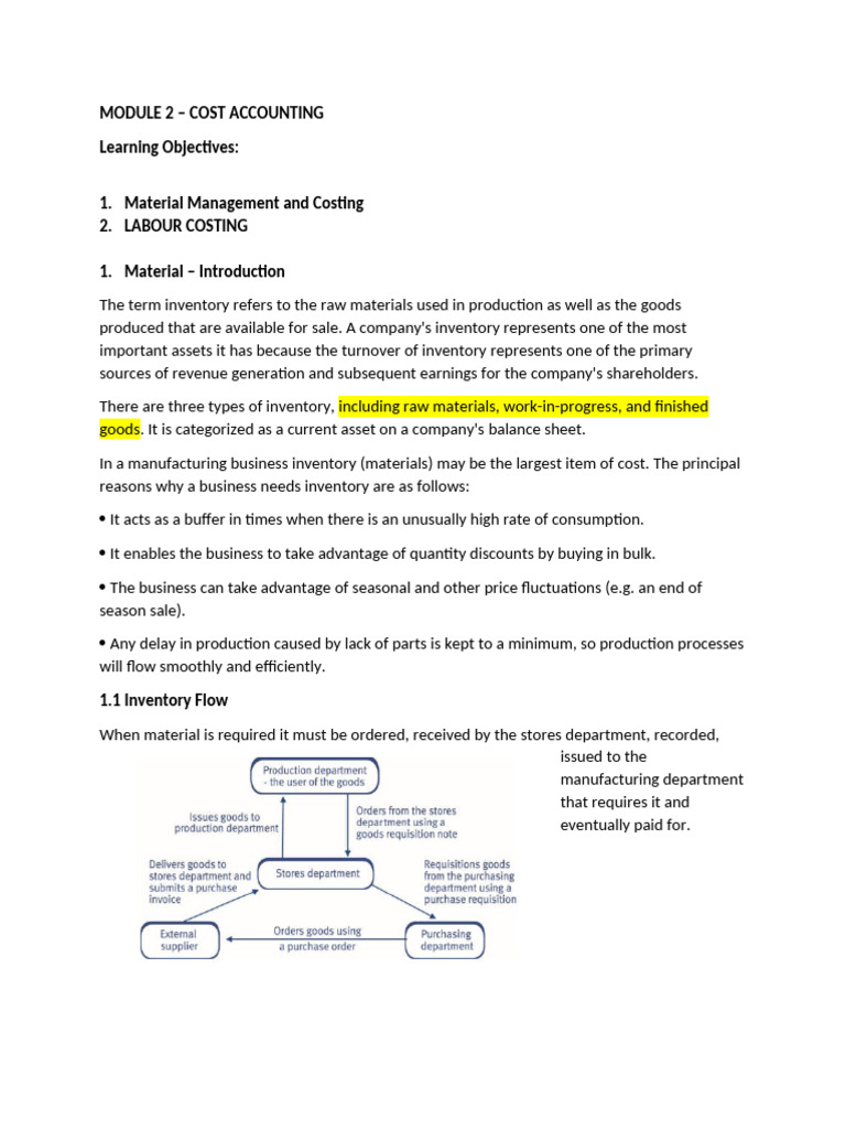 CMA - MODULE 2 - Material and Labour Costing - Copy (1) | PDF | Piece ...