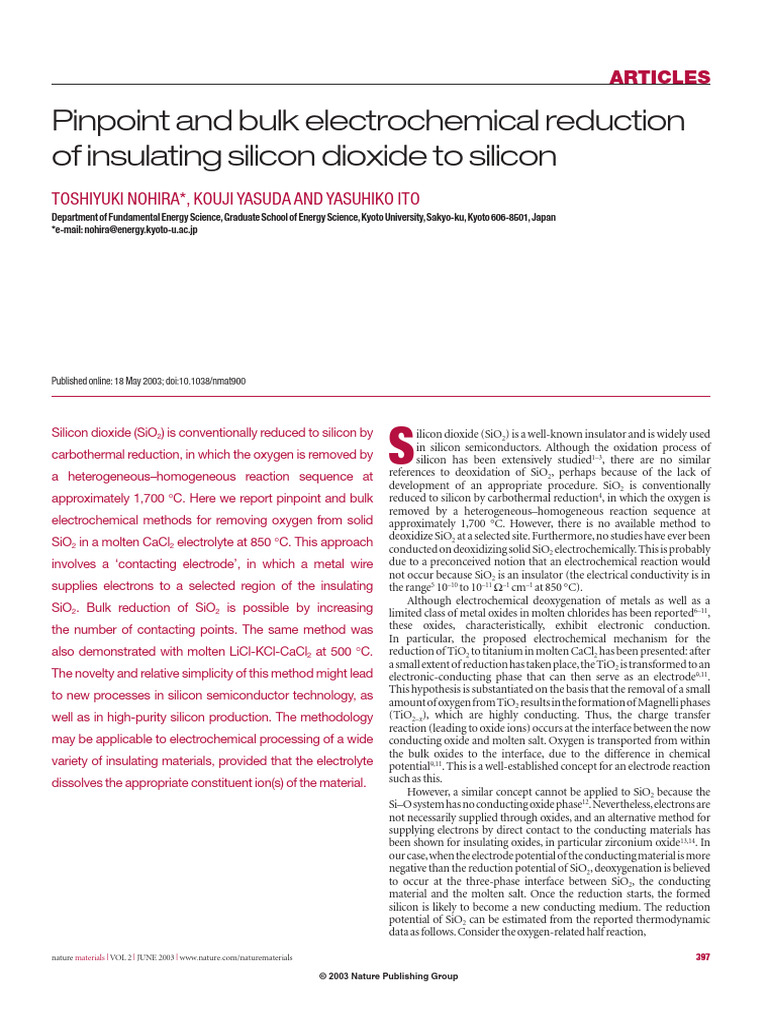 Pinpoint and bulk electrochemical reduction | PDF | Electrochemistry ...