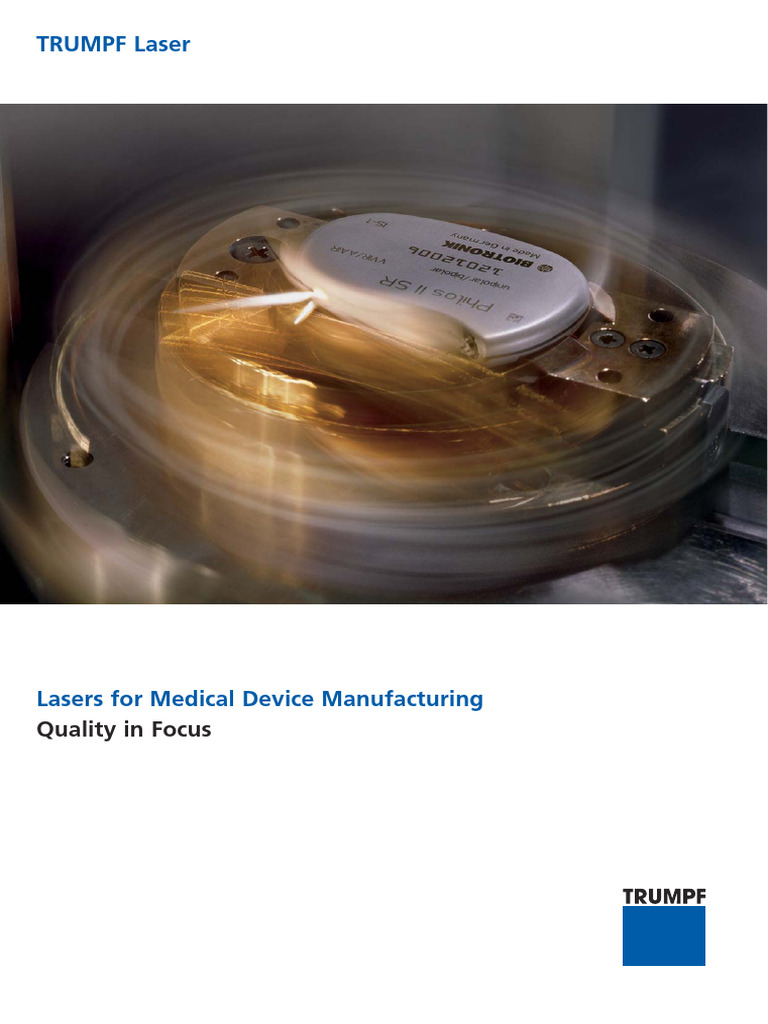 Trumpf Brochure Lasers for Medical Device Manufacturing | PDF | Laser | Welding