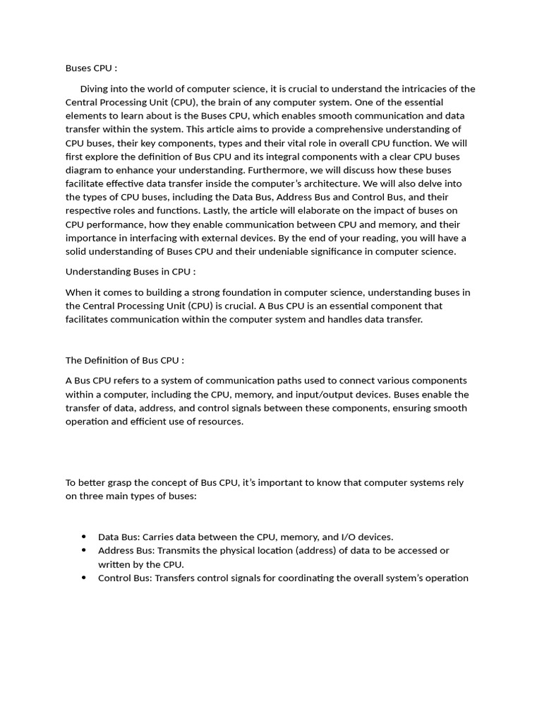 CPU Buses | PDF | Input/Output | Computer Data Storage