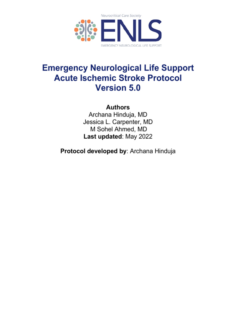 ENLS 5.0 Protocol - AIS | PDF | Stroke | Clinical Medicine
